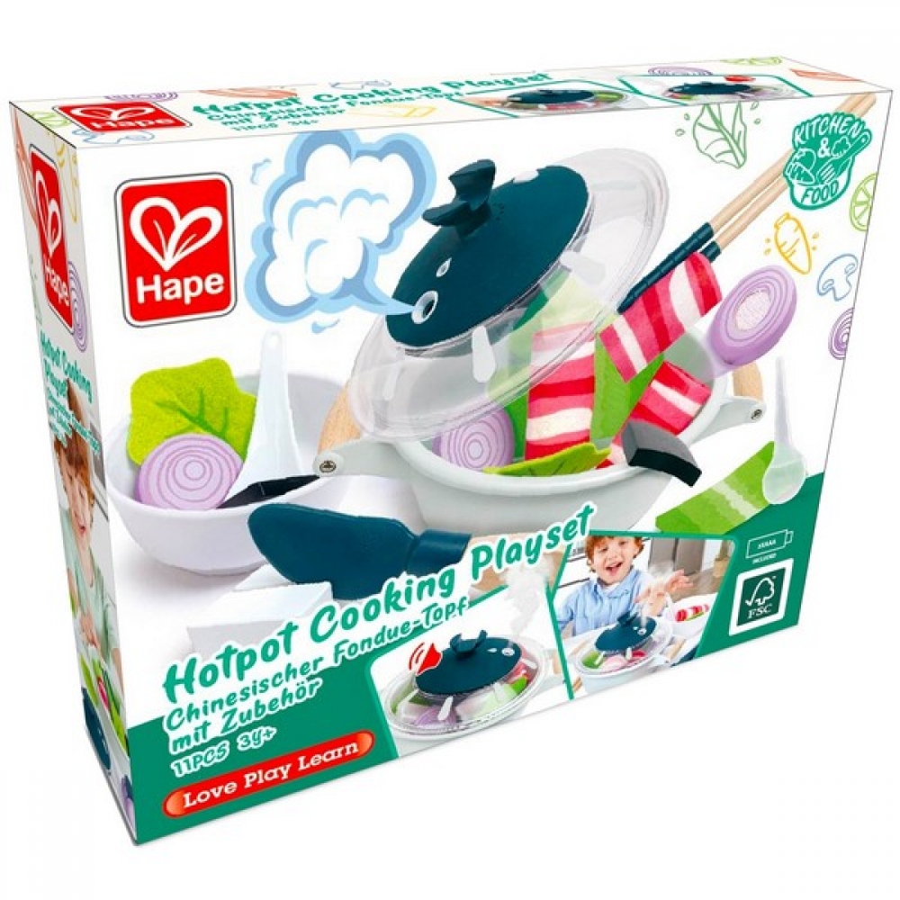 Hape Китайска тенджера за фондю с аксесоари - Детски готварски комплект ...